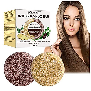TruuMe Hair Darkening Solid Shampoo Bar, 2Pcs, Helps Stop Hair Loss, Hair Regrowth, Treatment for Men & Women, Unscented, Natural, Paraben Free, Sulfate Free, Damaged, Thin Hair