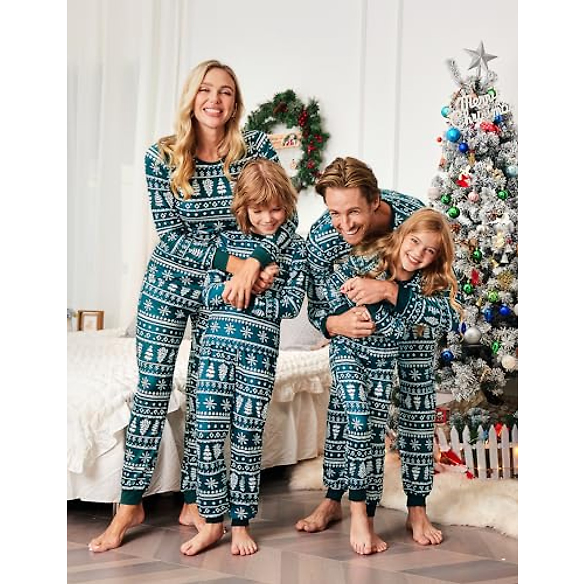 Ekouaer Couple Holiday Pajamas Set Sleepwear for Men Plaid Night Wear Xmas Couple Matching Pjs Set