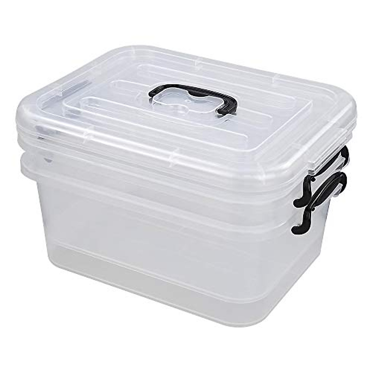 EudokkyNA 8 Liter Plastic Storage Box with Handle, 2-Pack Clear Storage Bin
