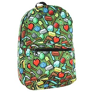 Minecraft Sword Pickaxe Items All Over Sublimated Print Laptop Backpack Bag