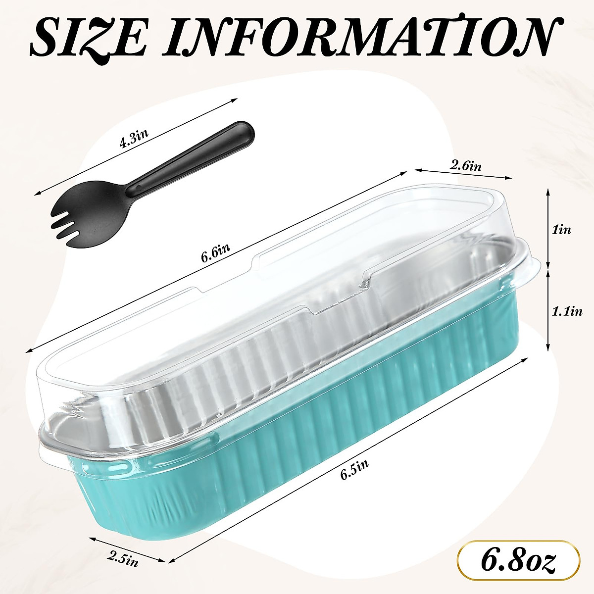 Tanlade 100 Pack Mini Loaf Pans with Lids 6.8 Oz Aluminum Foil Disposable Baking Pans Rectangle Cake Pans Muffin Tins Brownie Pan with Spoons for Cupcake Dessert Loaf Ramekin, Blue