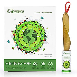 Garsum Fly Strips Traps, Fruit Fly Paper, Sticky Fly Ribbon Catcher, 12 Pack Gnat Insects Traps for Indoor and Outdoor