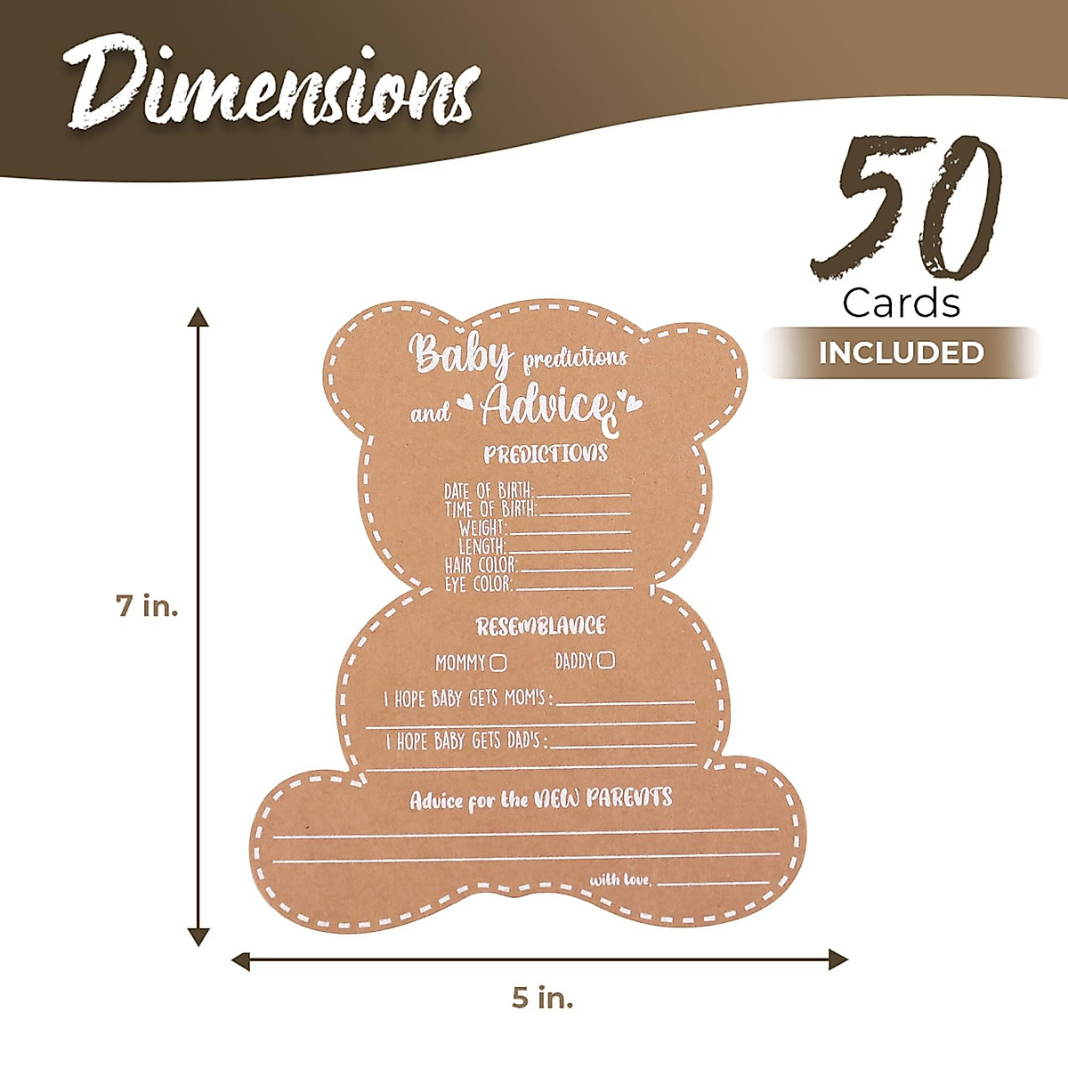 Baby Shower Games - Boy or Girl - We Can Bearly Wait Teddy Bear Baby Shower Advice Cards for Parents to Be - Set of 50 - Woodland Baby Shower Games (Teddy Bear)