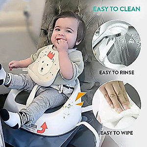 Prince Lionheart Squish Booster Seat, Gray, 3-Point Harness Dual-Strap System, Easy to Wipe Clean, Lightweight