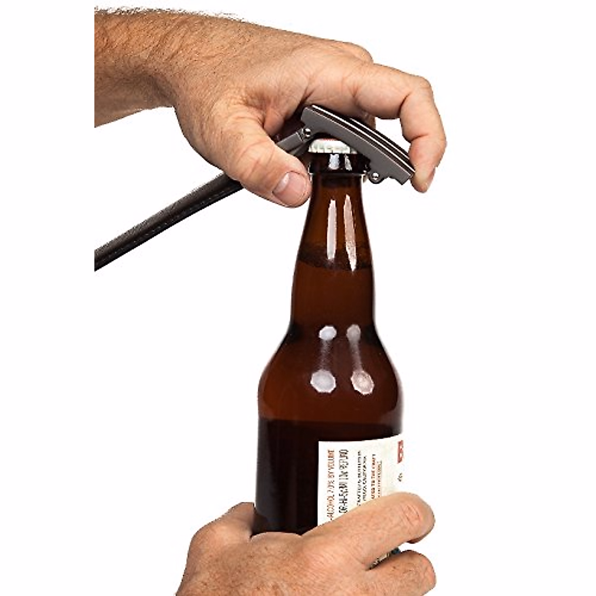 KORE Men’s Full-Grain Leather Track Belts | “Icon” Stainless Steel Buckle (24" to 44", Cognac)