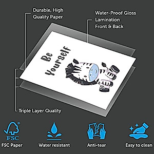 Safari Nursery Decor for Baby Boys Newborn, Set of 6 Unframed 8x10 Inch Jungle Themed Neutral Prints for Baby Room Classroom Birthday Wall Decor, Extra Thick Motivational Quotes Poster Made to Last