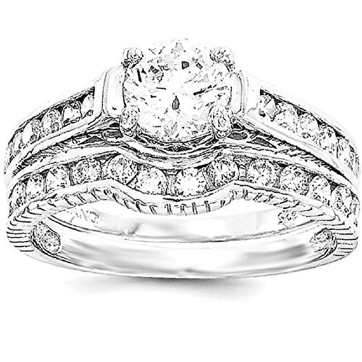 IceCarats 925 Sterling Silver Cubic Zirconia CZ Wedding Band Engagement Ring Bridal Jewelry Set Size 7