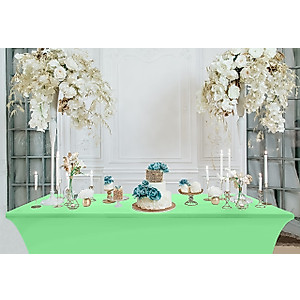 Utopia Kitchen Spandex Tablecloth 2 Pack [6FT, Bright Green] Tight, Fitted, Washable and Wrinkle Resistant Stretch Rectangular Patio Table Cover for Event, Wedding & Parties [72Lx30Wx30H Inch]