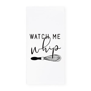 The Cotton & Canvas Co. Watch Me Whip Soft and Absorbent Kitchen Tea Towel, Flour Sack Towel and Dish Cloth