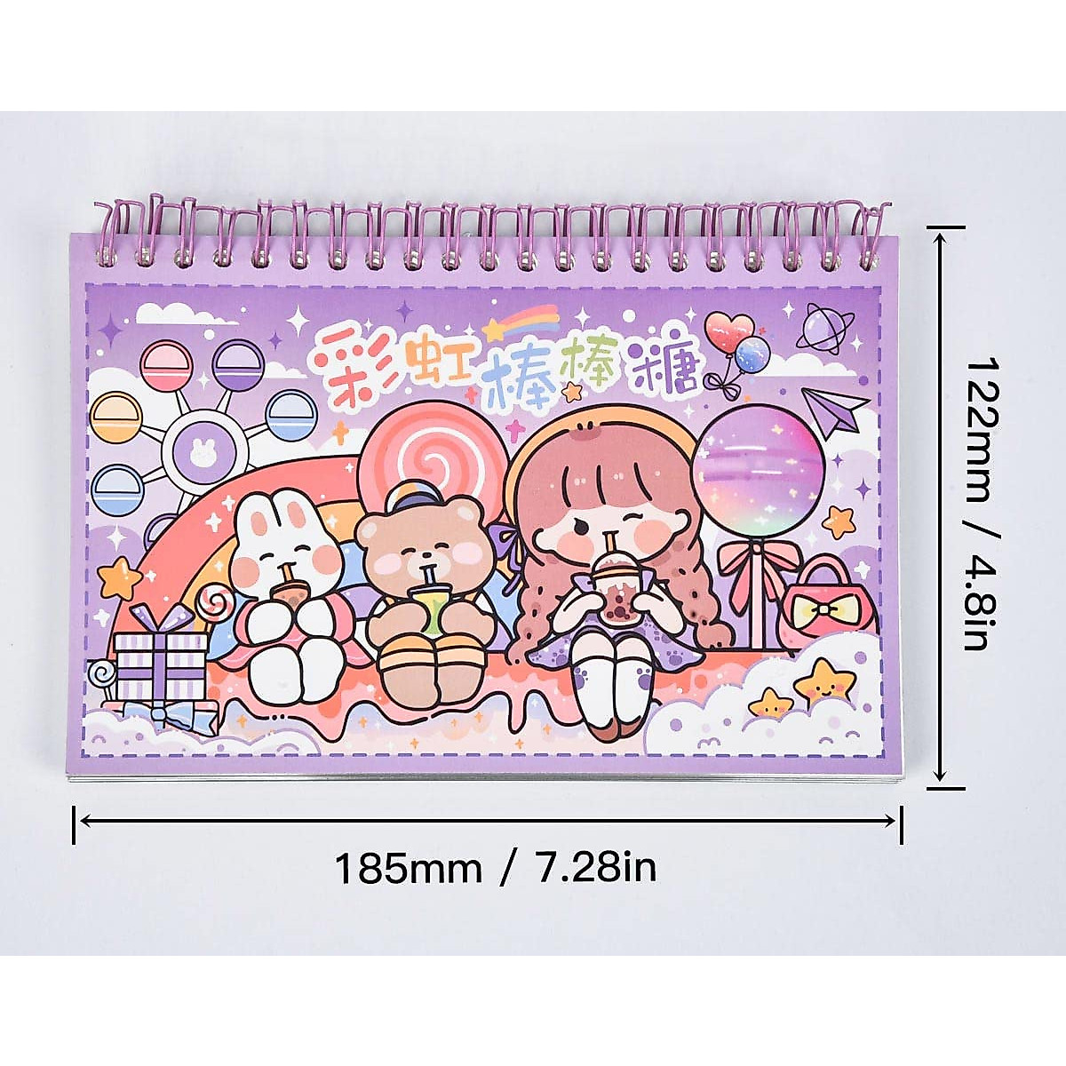 50 Sheets Kawaii Waterproof Transparent Stickers for Kids - Cute Cartoon Letter Stickers Book Scrapbooking Stickers - Best Craft Book Stickers for Kids (Rainbow Lollipop)