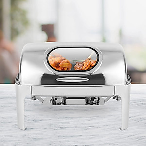 9.54QT Chafing Dish Buffet Set, Stainless Steel Buffet Servers and Warmers Set w/Water Pan, Food Pan, Fuel Holder and Lid, for Parties,Wedding/Brunch/Picnics/Banquet (with Visible Windows)