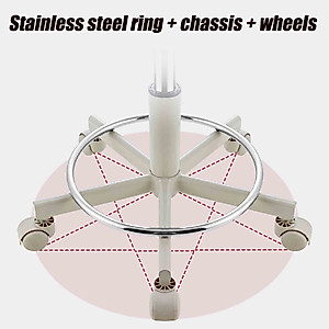 LWBLJX Round Roll Bar Stool with 360° Swivel Wheels, Medical Counter Beauty Salons Adjustable Chair, PU Leather and Stainless Steel Foot Pedals(Color:Green)