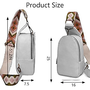 WeoTca Sling Bag for Women Crossbody Bags Multipurpose Chest Bags PU Leather Satchel （white