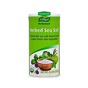 A. Vogel Herbamare Seasoned Sea Salt - USDA Organic - Seasoning Salt Infused with 12 Herbs - 33% Less Sodium - Non-GMO - Gluten Free - Kosher - 8.8 oz