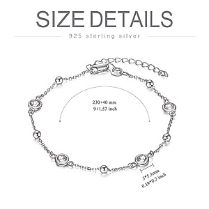 Sterling Silver Planet Galaxy Anklet Ankle Bracelet with Sparking Cubic Zirconia, Wonderful Beach Time Anklet for This Spring & Summer, Anniversary Birthday Jewelry Gifts for Women