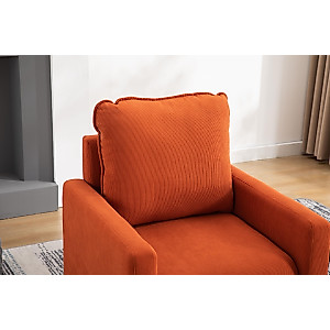 Wycian Sofa Desk Chair, Swivel Chair Base Velvet Orange with Removable Cushion Degree Seat Height 18.1" for Living Room Bedroom Dining Rooms Garden 1PC