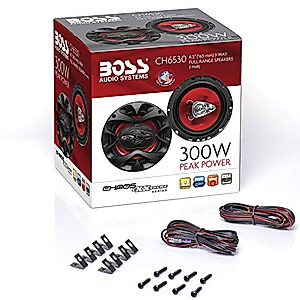BOSS Audio Systems CH6530 Chaos Series 6.5 Inch Car Stereo Door Speakers - 300 Watts Max, 3 Way, Full Range Audio, Tweeters, Coaxial, Sold in Pairs