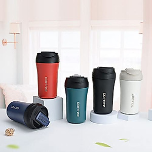 Beeiee Travel Mug with Flip Lid 15oz/450ml Coffee Cup Tumbler Thermos Insulated Coffee Travel Mug,Double Wall Vacuum,304 Stainless Steel