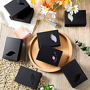30 Pcs Soap Packaging Box Kraft Soap Box with Window Soap Boxes for Homemade Soap Leaf Window Box for Soap Homemade Soap Making Supplies Packaging for Party Favor Treats 3.82 x 2.76 x 1.18 Inch (Black)
