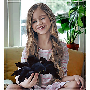 DolliBu Black Spider Plush Toy - Super Soft Spider Stuffed Animal for Boys and Girls, Cute Spider Stuffed Animal, Realistic Stuffed Spider Plush Gift, Spider Decor for Baby, Kids, Adults - 8 Inches