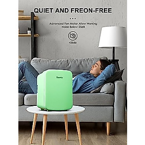 Reemix Mini Fridge, 3.7 Liter/6 Can Portable Cooler and Warmer Personal Refrigerator for Skin Care, Cosmetics, Beverage, Food,Great for Bedroom, Office, Car, Freon-Free (Green)