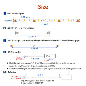 WOBANE Under Cabinet LED Lighting kit, 6 PCS LED Strip Lights with Remote Control Dimmer and Adapter, Dimmable for Kitchen Cabinet,Counter,Shelf,TV Back,Showcase 2700K Warm White,Bright 1500lm,Timing