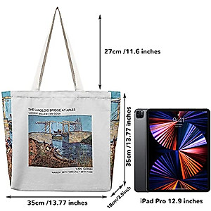 BROADREAM Canvas Tote Bag Aesthetic - Zippered Book Tote Bag with Interior Pocket by Cute Shoulder Tote Bags for Women Shopping & Travel - Best Gift for Teacher Mom Friendship Wife Classmate Birthday