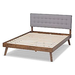 Baxton Studio Beds (Platform), King, Light Grey/Walnut