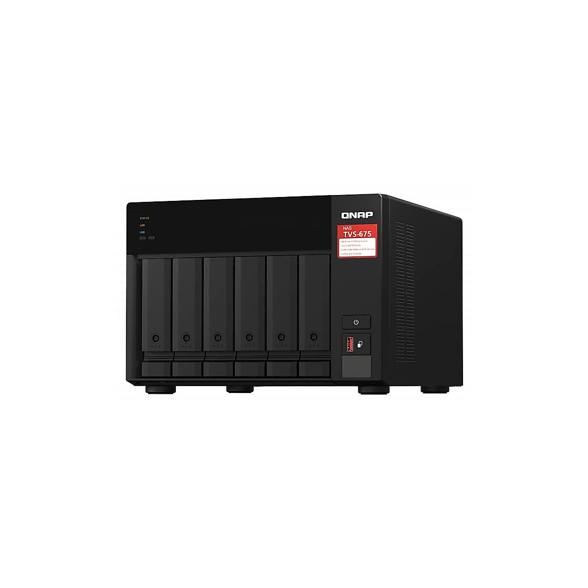 QNAP TVS-675-8G-US 6 Bay High-Speed Desktop NAS with ZhaoXin KX-U6580 8-core CPU, 8GB DDR4 Memory and 2.5GbE (2.5G/1G/100M) Network Connectivity (Diskless)