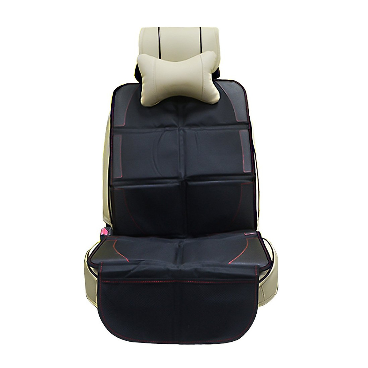 FLR 2 Pcs Car Seat Protector Black Waterproof Universal Foldable Car Seat Cover Protector Dog Mat with Thickest Padding for Child & Baby Cars Seats