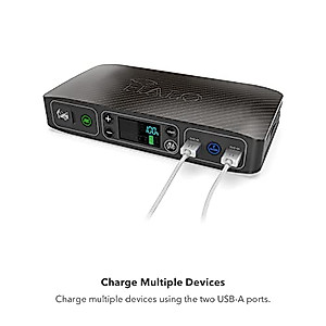 Halo Bolt Air 58830 mWh Portable Emergency Power Kit with Tire Pump, 4 Interchangeable Air Nozzles, Extra Accessory Kit, Car Jump Starter, and Car Charger - Black Graphite