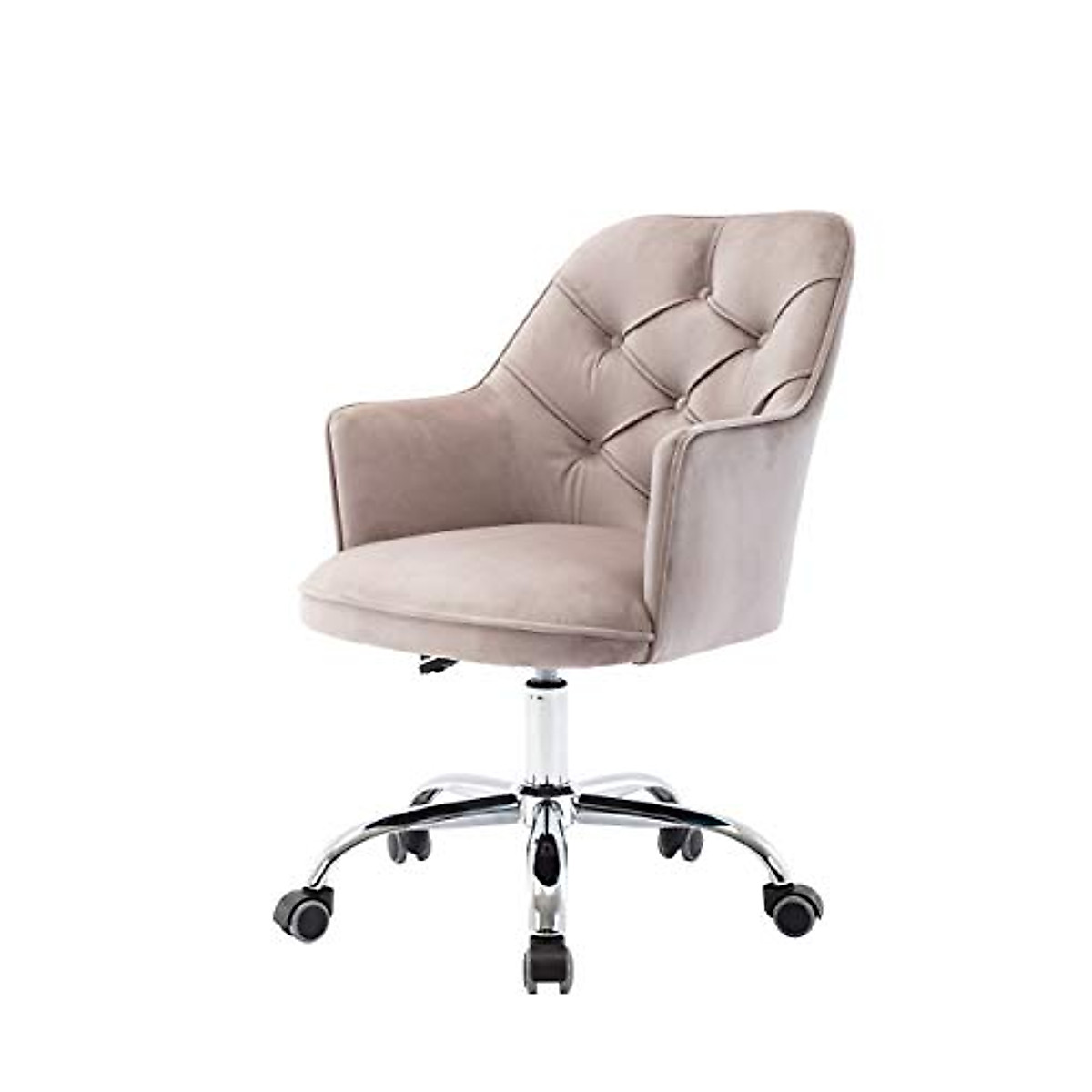 Gecheer Velvet Swivel Shell Chair for Living Room, Modern Leisure Arm Chair, 360° Swivel Office Task Chair with Wheels - Grey