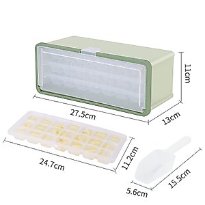 PYANGUHAI Ice Cube Tray with Lid and Bin, Bucket, Maker Substitutes， Comes Container, Scoop Cover Release Box Container for Freezer (Green)
