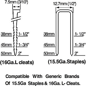 Freeman P50LSLW Lightweight Pneumatic 2-in-1 15.5-Gauge and 16-Gauge 2" Flooring Nailer / Stapler with Flooring Mallet and Interchangeable Base Plates