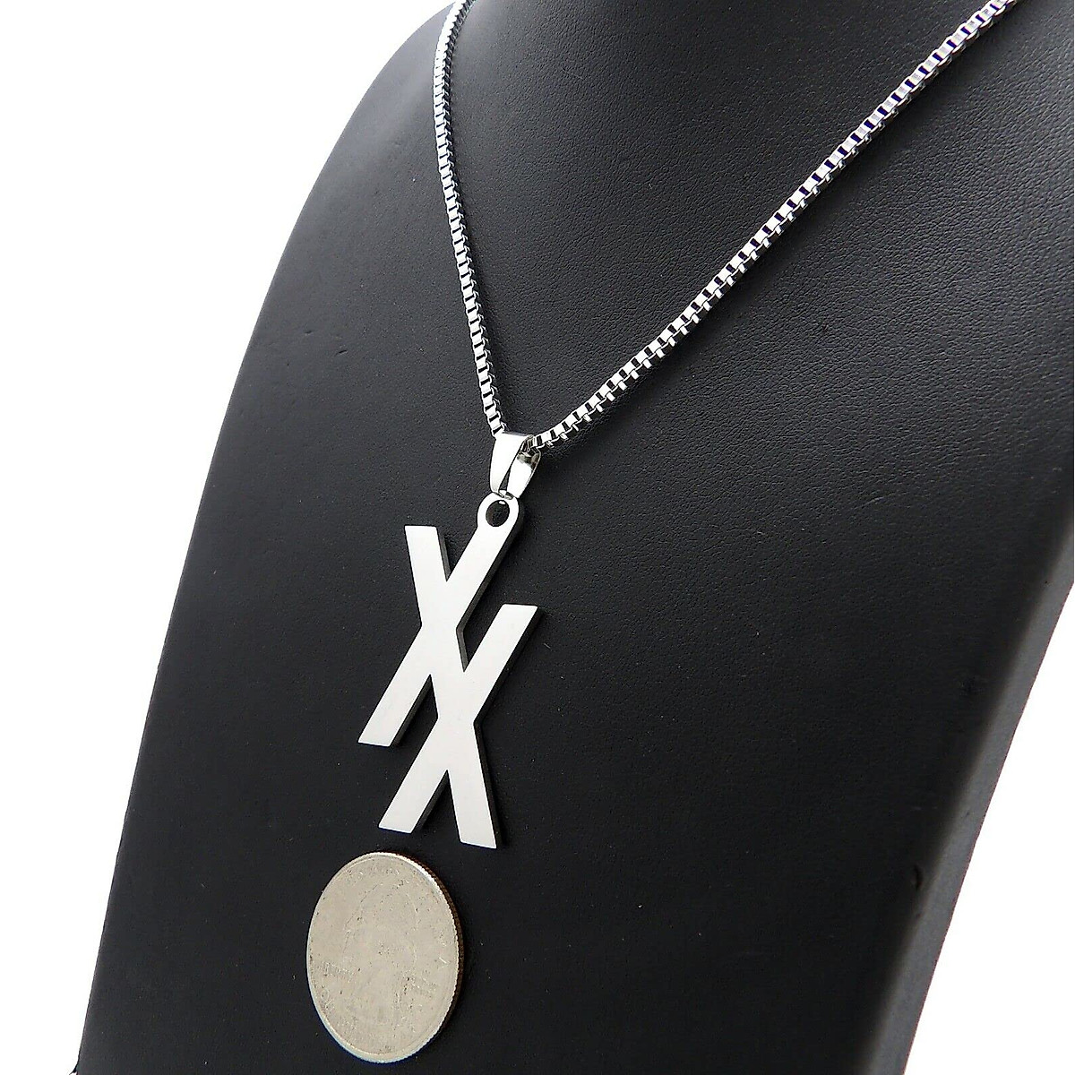 Jewelry For MGK XX PENDANT 18" 20" 24" BOX CUBAN ROPE STAINLESS STEEL CHAIN HIP HOP NECKLACE Style-2345908-2425