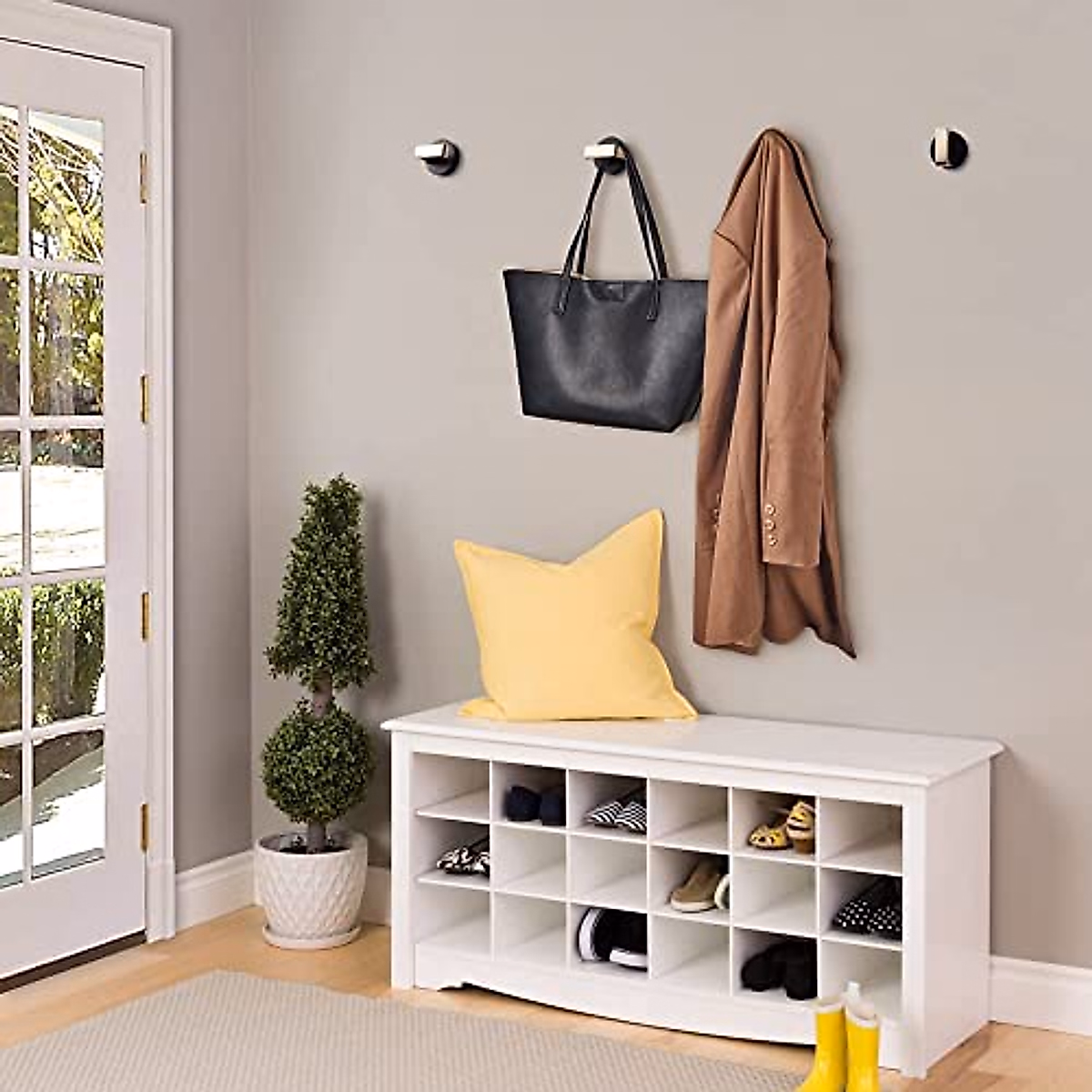 NINETREX Black and Gold Towel Hooks，Stainless Steel Bath Robe Hook for Bath Living Room Hotel Style Heavy Duty Wall Hooks ,Two Ways to Install， Wall Mounted 4 Pack