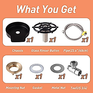 Genround Glass Rinser, Easy to Install Bottle Washer, Stainless Steel Glass Rinser for Kitchen Sinks, Bar Glass Rinser for Red Wine Glass Wash, Kitchen Sink Accessories, Automatic Flushing Device