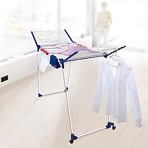 Leifheit Pegasus 200 Gullwing Drying Rack, White and Blue