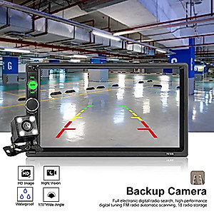 7 Inch Car Stereo Double Din Car Radio with Bluetooth Touchscreen Car Audio with FM/Hands Free Calling/Mirror Link/USB/TF/FM/AUX/EQ/Rear View Camera/Remote Control + Frame