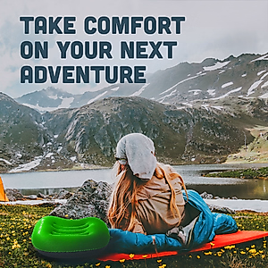 Pitch and Trek Camping Pillow with Removable Cover, Ultralight Portable Compact Inflatable Pillow for Neck Lumbar Support, Compressible Pillow for Hiking, Beach, Hammock, and Backpacking Gear