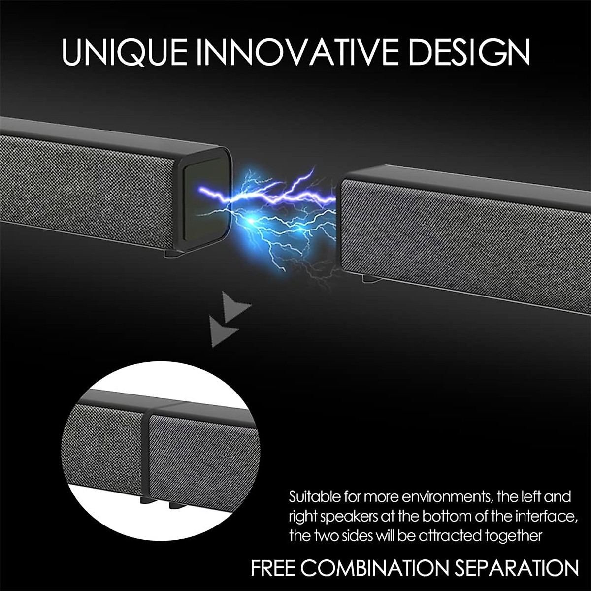 IRDFWH Speakers TV Sound Bars Detachable Soundbar Home Theater Dual Connection Methods for TV PC Smartphone