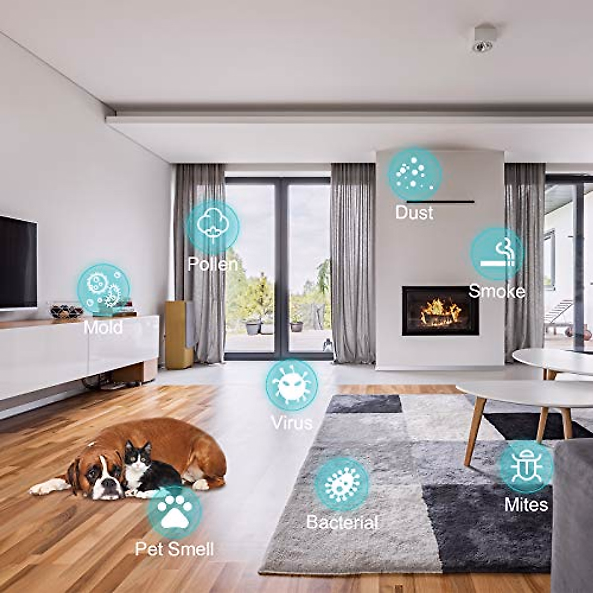 HIMOX Air Purifiers for Home Large Room Mold Pets Odor Hair Allergies in Bedroom House Office 2000 ft², 5 in 1 Medical Grade H13 Ture HEPA Filter 99.99% Removal of Dust Smoke Pollen, Ozone Free, H05