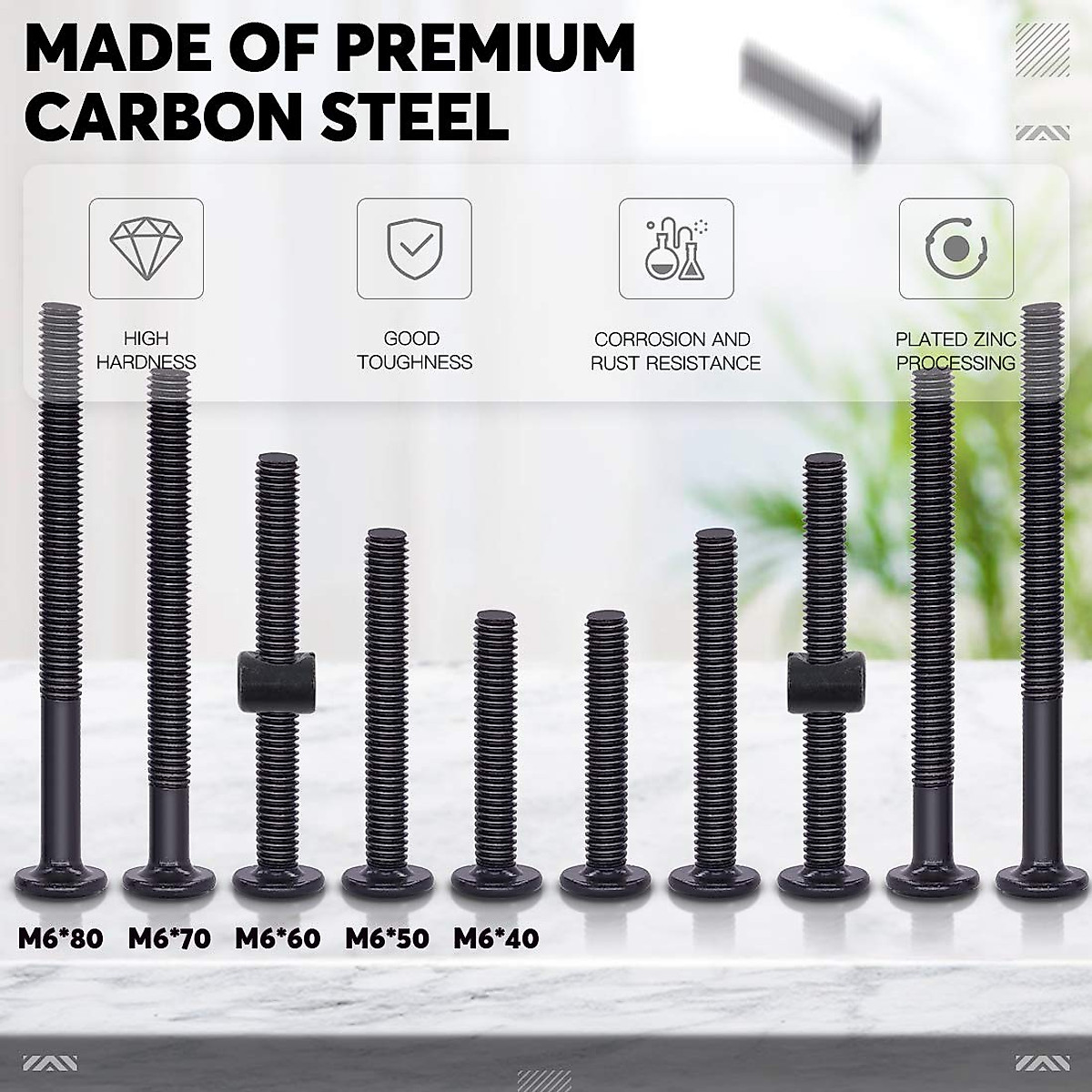 Rustark 121 Pcs Baby Bed Crib Screws Bolts Nuts Assortment Set M6 Hex Socket Head Cap Screws, Barrel Bolt Nuts Hardware Replacement Kit for Furniture Cots Beds Crib and Chairs (40mm-80mm)