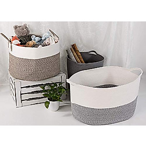 INDRESSME XXX Large Rope Basket (Set of 2)-Woven Pillow, Blanket Basket Laundry Basket