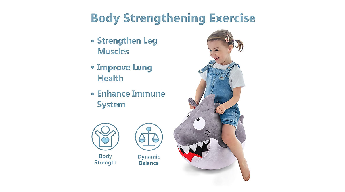 Bouncy Shark Hopper Ball - Kids' Ride-On Toy for 2-5 Year Olds