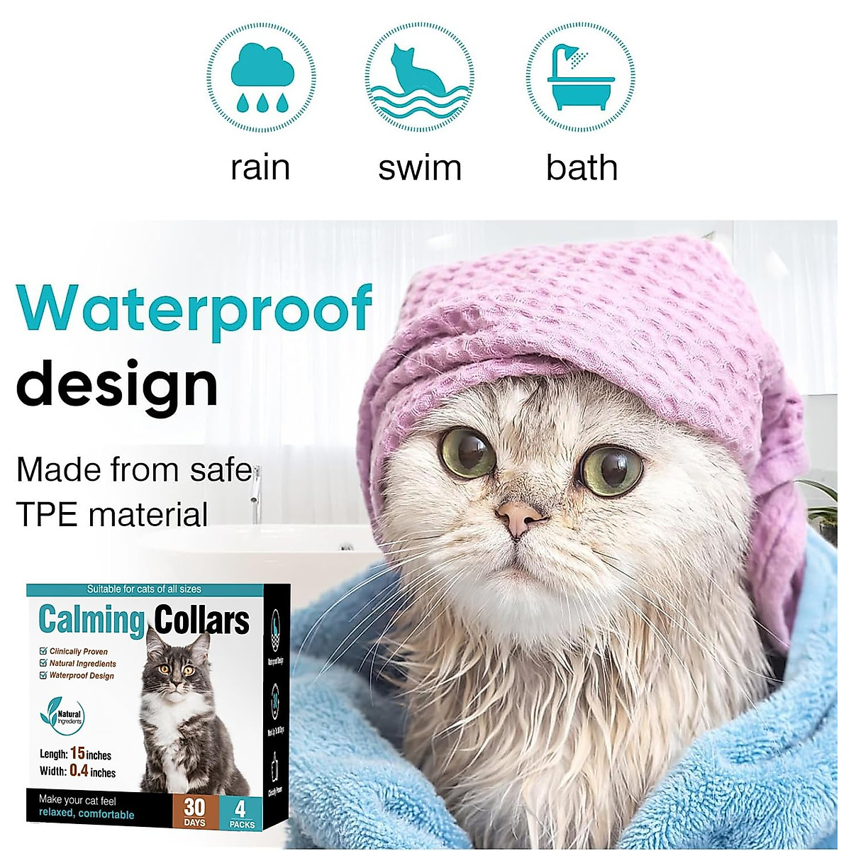 YAIOUTIY 4 Pack Calming Collar for Cats, Cat Pheromone Calming Collar, Water-Resistant & Adjustable Cat Calming Collar Fits Cats Make Cat Relaxed (Multicolor)