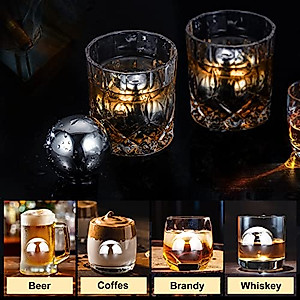 Sunjoy Castle Whiskey Stones Stainless Steel Metal Ice Cube Golf Ball 2.2" Wine Ice Balls for Whiskey Stainless Steel Ice Cube Whiskey Balls Whiskey Chilling Stones Gift Set of 2