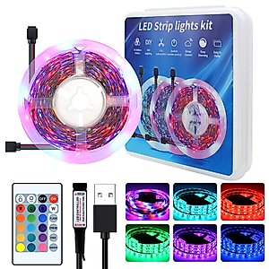 Yetaida 16.4ft USB LED Strip Light with Remote, Color Changing LED Strip Lights, for Bedroom, Home, Kitchen, DIY Decoration (Not Include Battery)