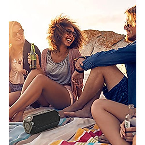 Altec Lansing HydraBoom Bluetooth Speakers, USB Type-C Rechargeable Waterproof Portable Speaker Wireless Phone Charget, Stereo Speaker with LED Lights, Floats in Water, 16 Hour Playtime (Black)