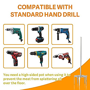 Pulled Pork Puller Stainless Steel Chicken Shredder Drill Attachment Used with Standard Hand Drill for Beef, Chicken, Potato Masher and Tamale Meat